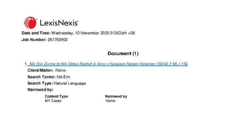 Case Summary: Nik Elin Zurina bt Nik Abdul Rashid Anor v Kerajaan ...