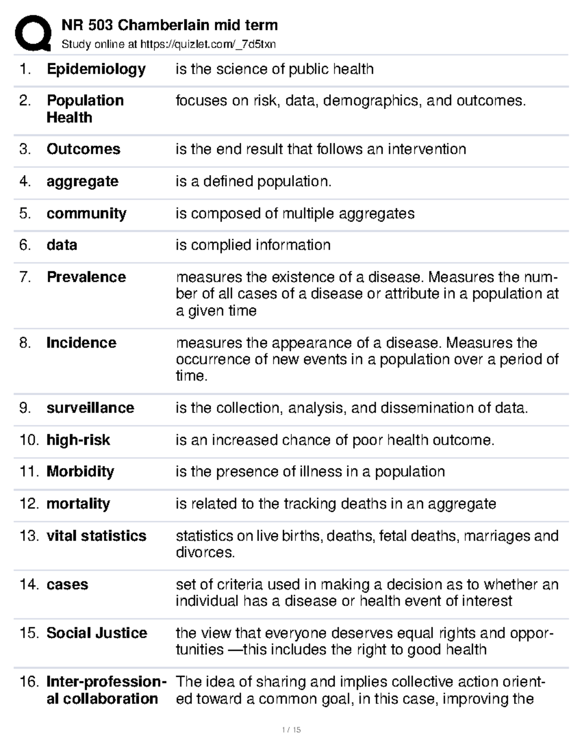 Epidemiology Study Guide: Key Concepts and Terms for Public Health - Studocu