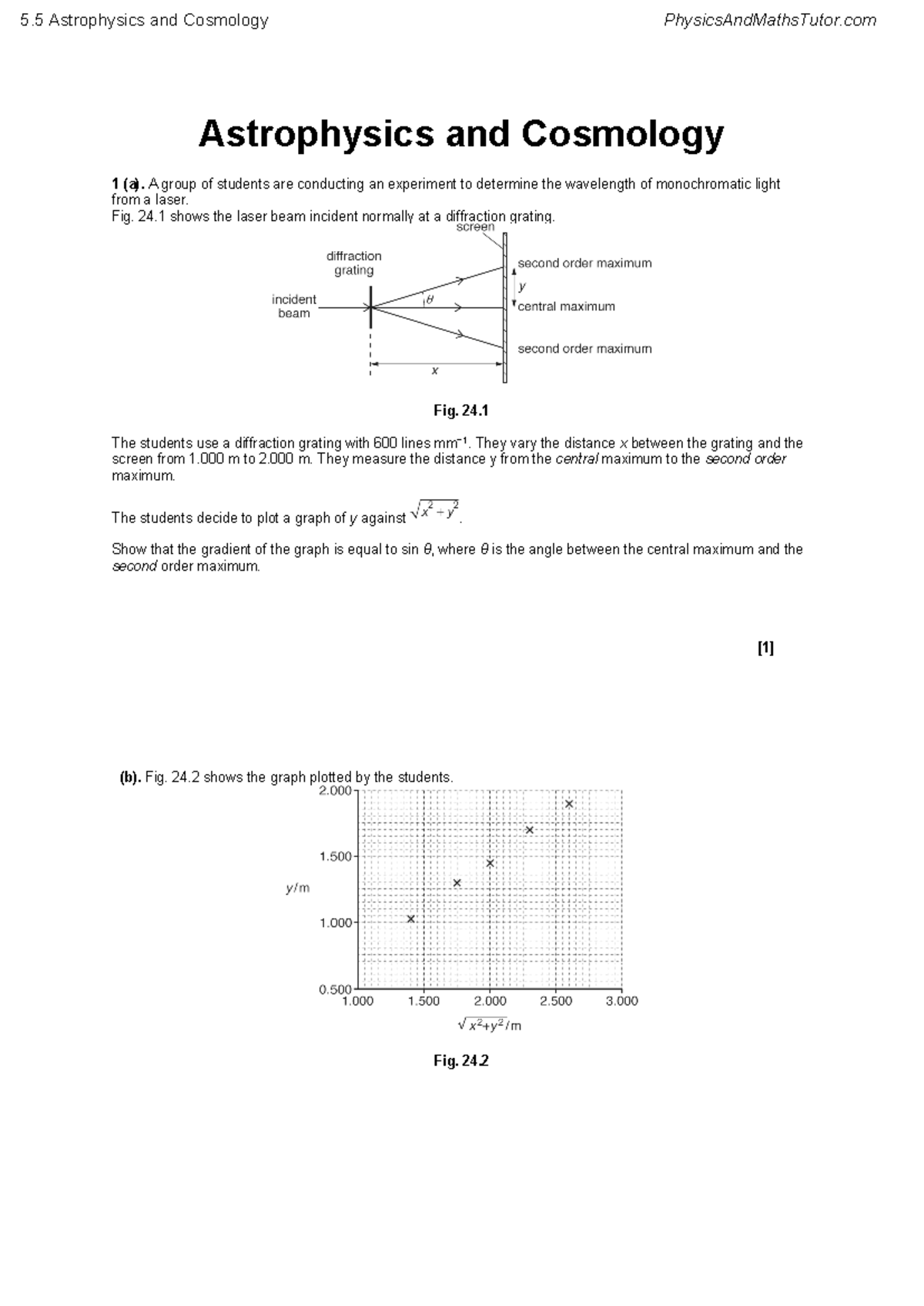 Astrophysics and Cosmology 5.5: Question Paper Overview - Studocu