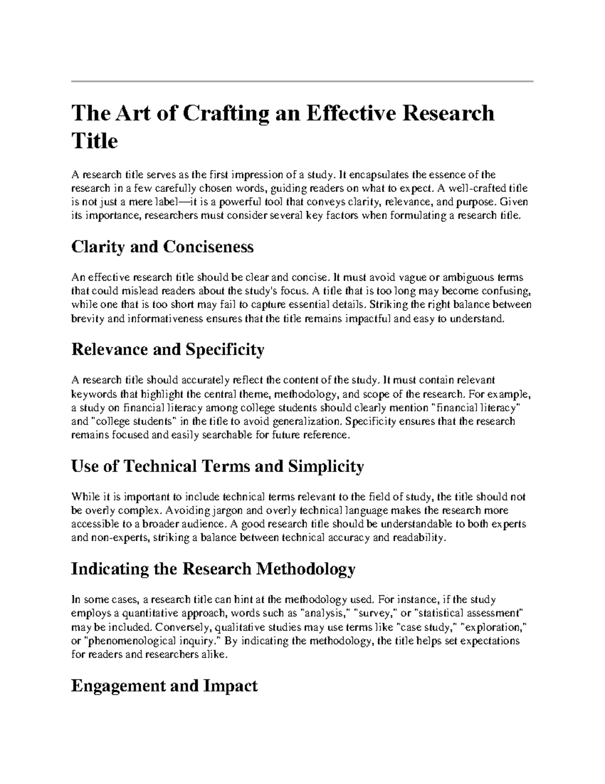 Crafting Effective Research Titles: Key Strategies & Considerations ...