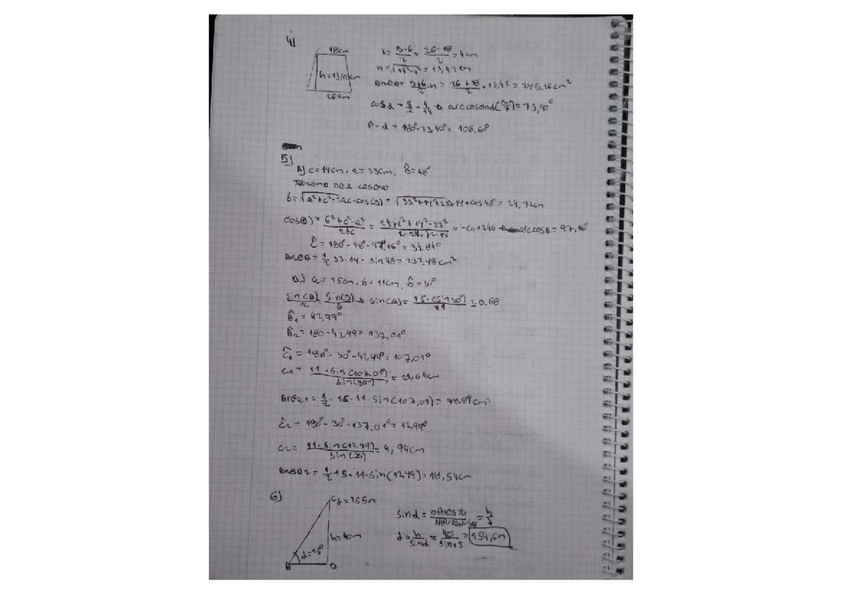 Mathematics Tarea 20251221: Area Calculations and Trigonometry - Studocu