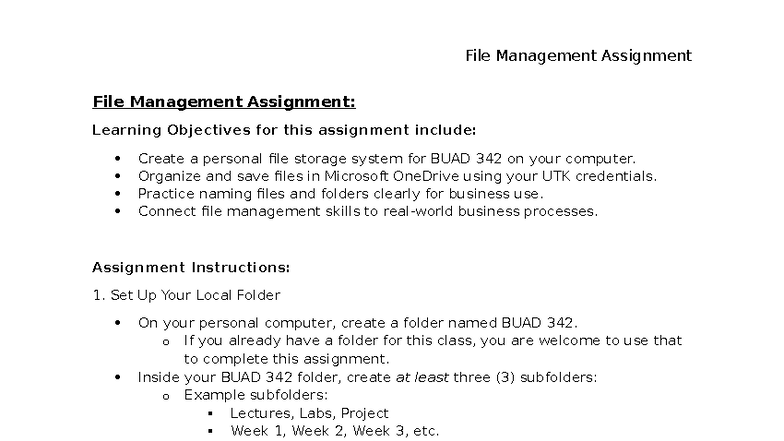 BUAD 342 Week 6 Lab: File Management Assignment Guide - Studocu