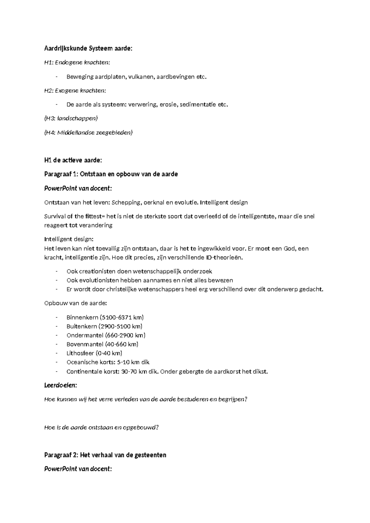 Aardrijkskunde Systeem Aarde: Endogene en Exogene Krachten en Hun ...