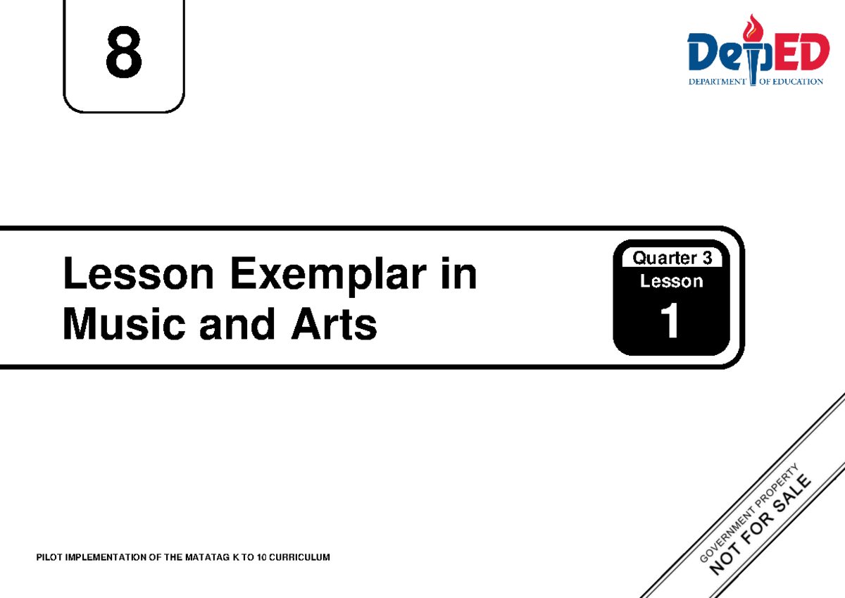 Q3 LE Music and Arts 8 Lesson Exemplar: Week 1-2 Activities - Studocu