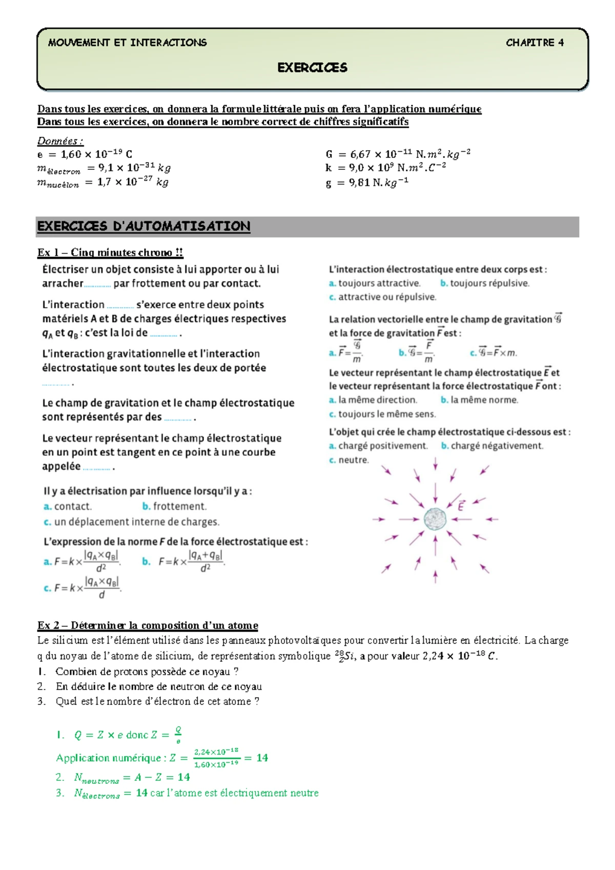 Exercices Corrigés - 1ère Spécialité : Images et Couleurs - Chapitre 16 - Studocu