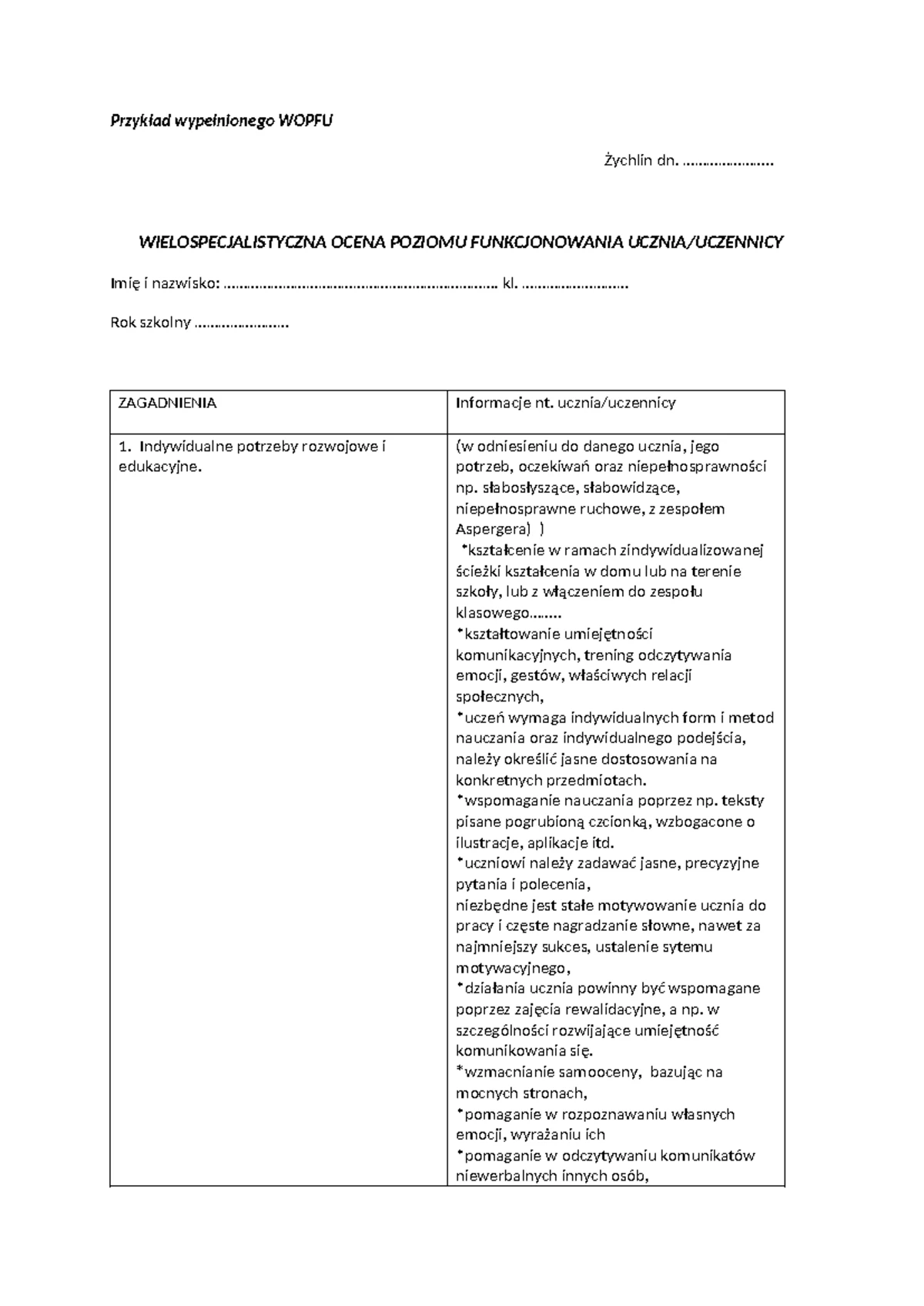 Ocena rewalidacji - Ocena efektywności zajęć rewalidacyjnych rok ...