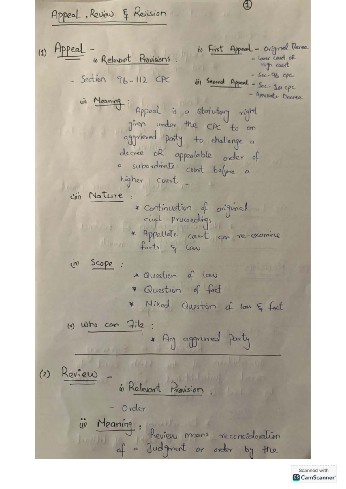 CPC 1: Appeal, Review, and Revision - Key Concepts and Provisions - Studocu