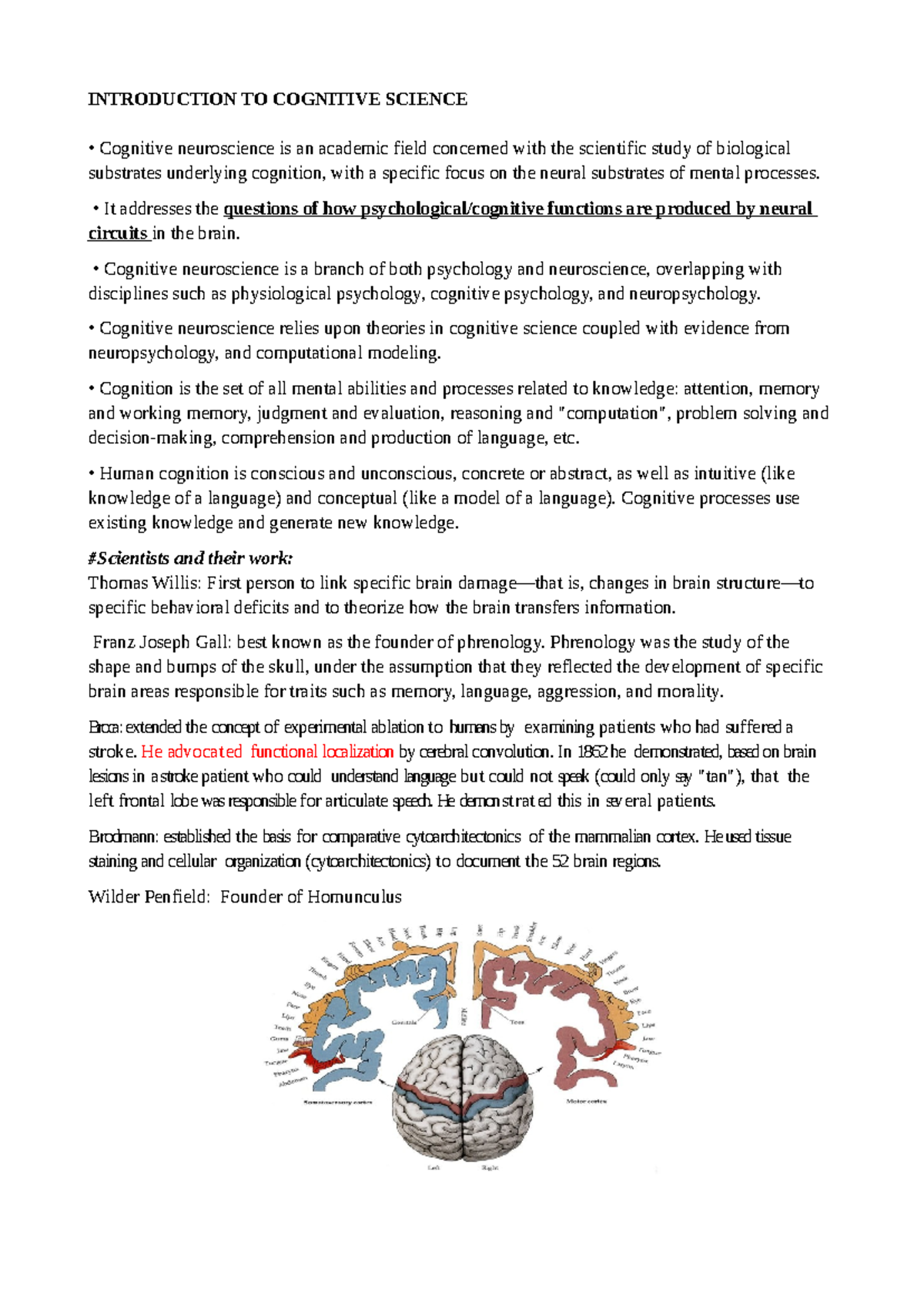 Cognitive Science 101: Introduction to Cognitive Neuroscience - Studocu