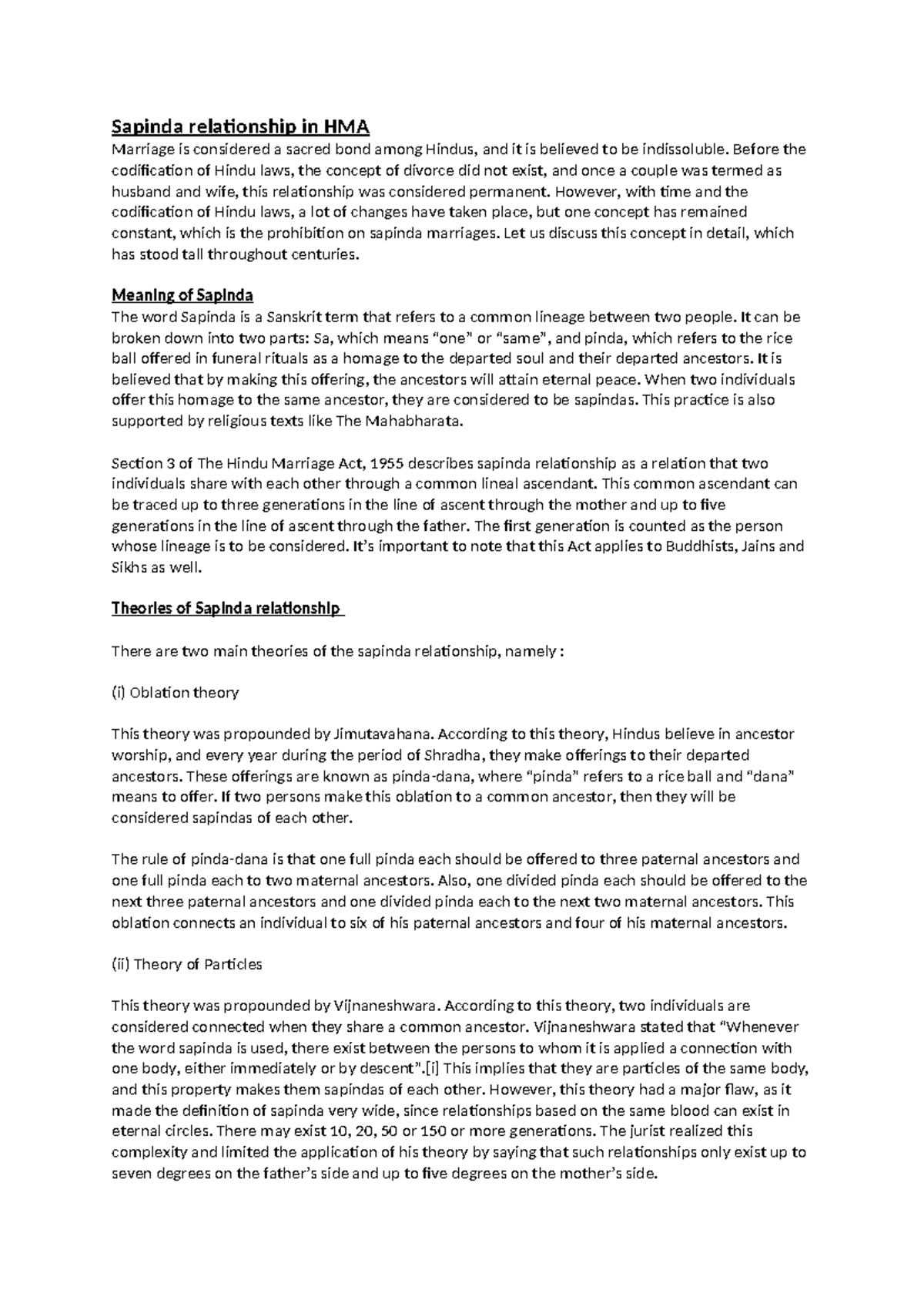 HMA: Analysis of Sapinda Relationships and Prohibitions in Hindu ...