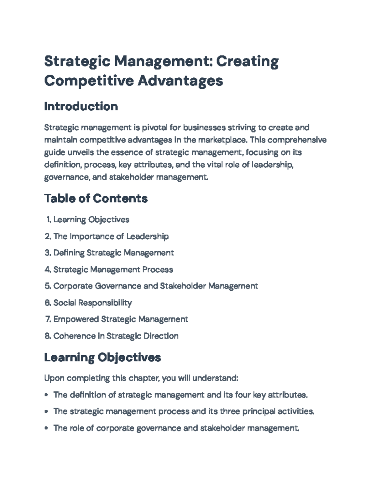 Strategic Management (Course Code): Creating Competitive Advantages ...