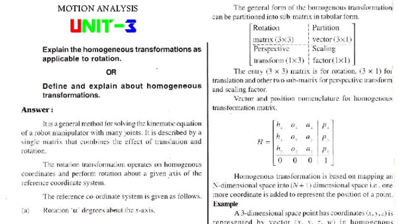 UNIT-3 - Robotics: Homogeneous Transformations and Motion Analysis ...
