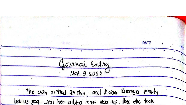 DATE Journal Entries: Nov. 9, 21, 23, 28, 2022 - Studocu