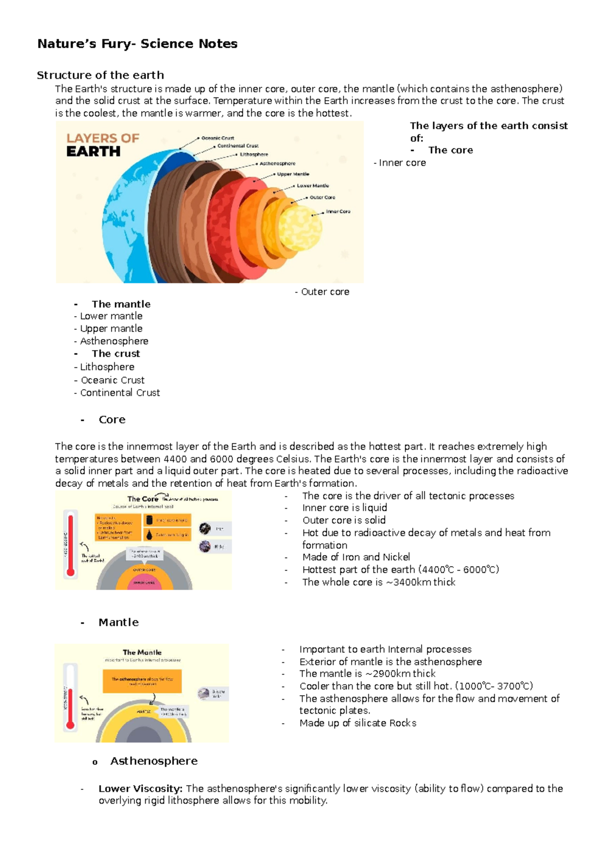 Science Notes: Structure of the Earth (Natures Fury) - Studocu
