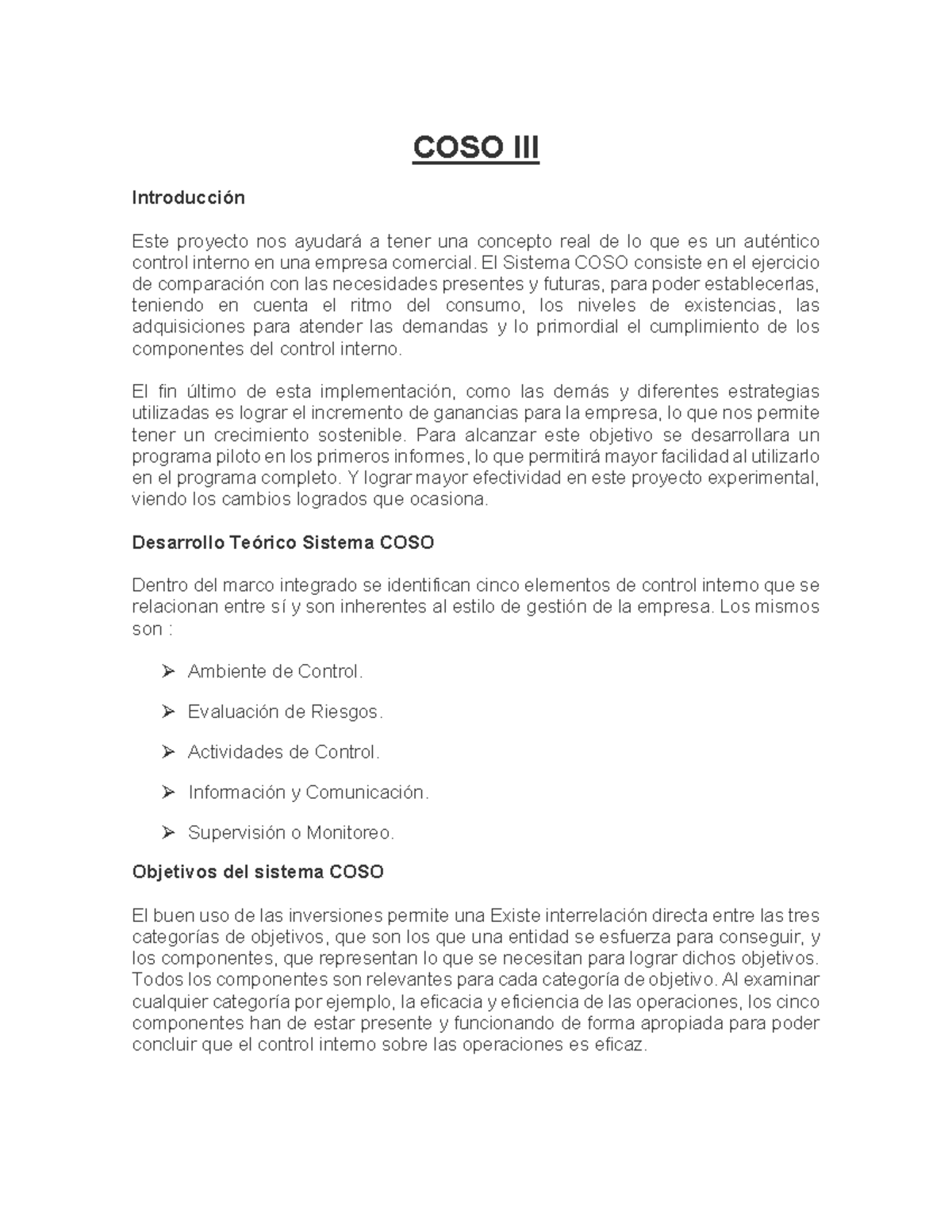COSO III: Implementación y Principios del Control Interno 2013 - Studocu