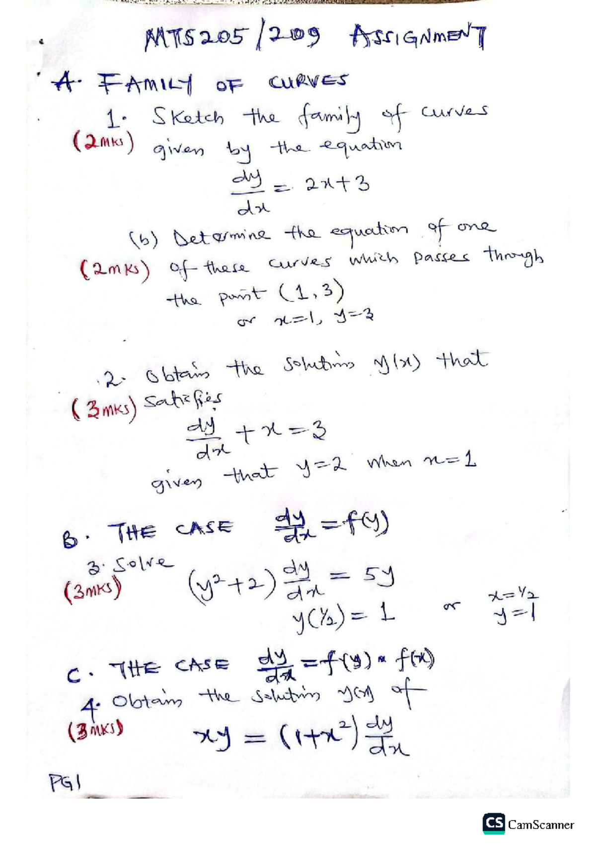 MTS205 Assignment: Family of Curves & Differential Equations - Studocu