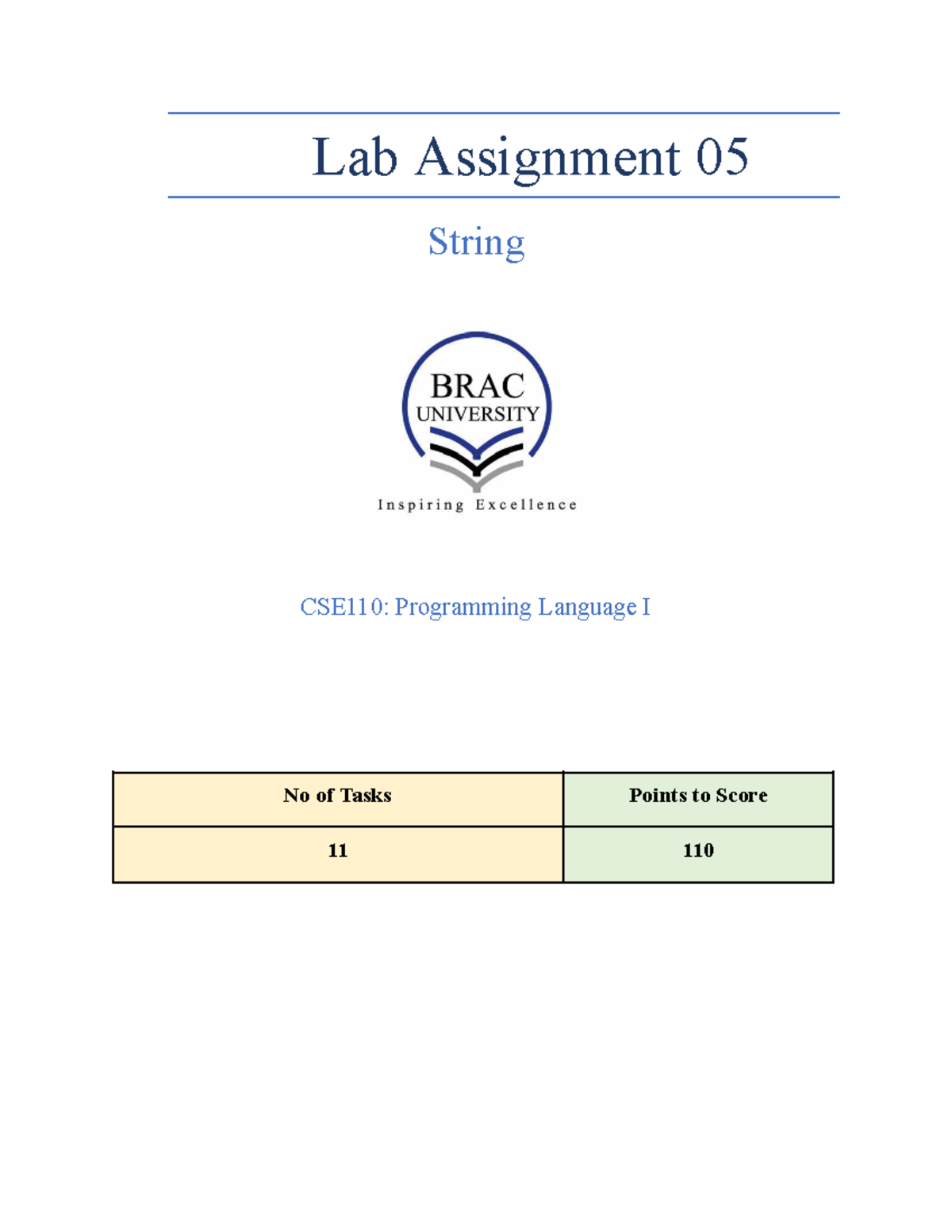CSE110 Lab Assignment 05: Java String Manipulation Tasks - Studocu
