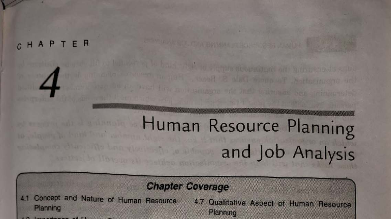 CHAPTER 4: Human Resource Planning & Job Analysis (HRM) - Studocu