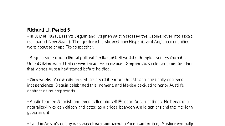 WHGW 17 - Texas Annexation: Tensions and Transformations (1821-1836 ...