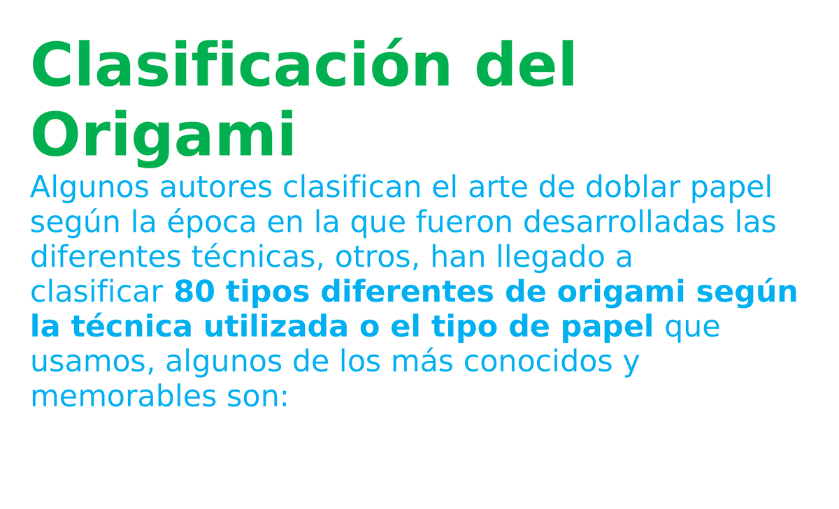 Clasificación y Tipos de Origami: Guía Completa sobre Técnicas - Studocu