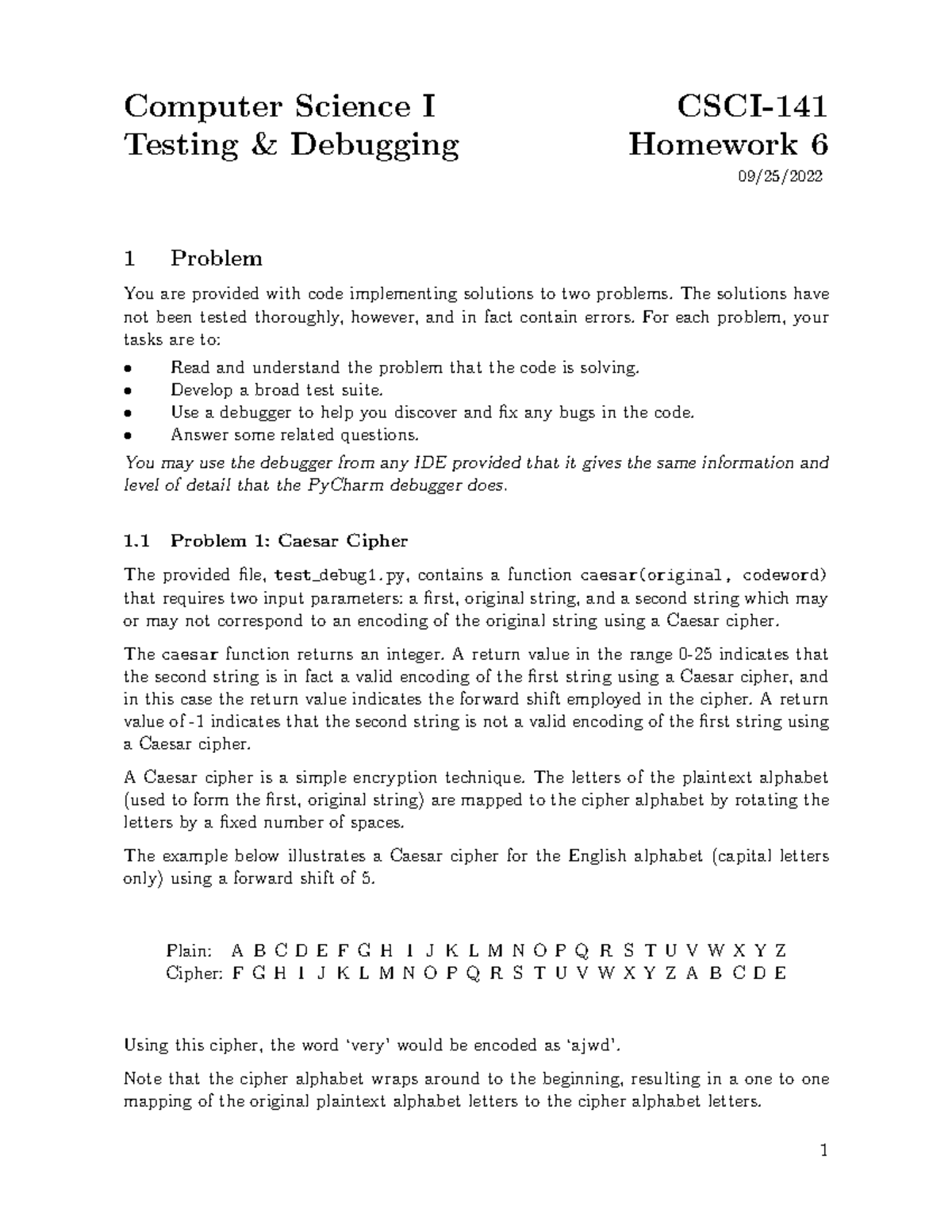 Test Debug-stu - python coding assignment - Computer Science I CSCI ...