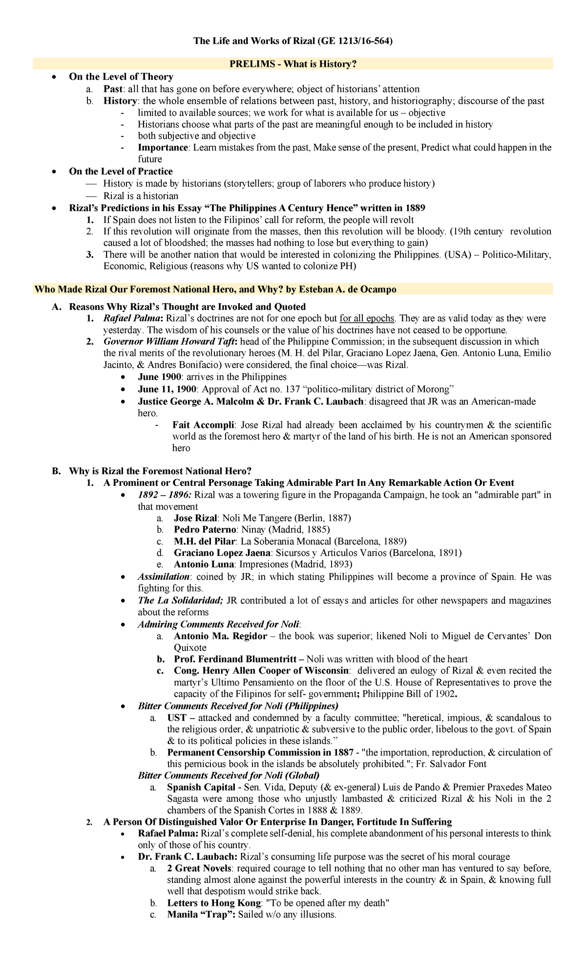 GE PRELIMS: The Life and Works of Jose Rizal - Historical Insights ...