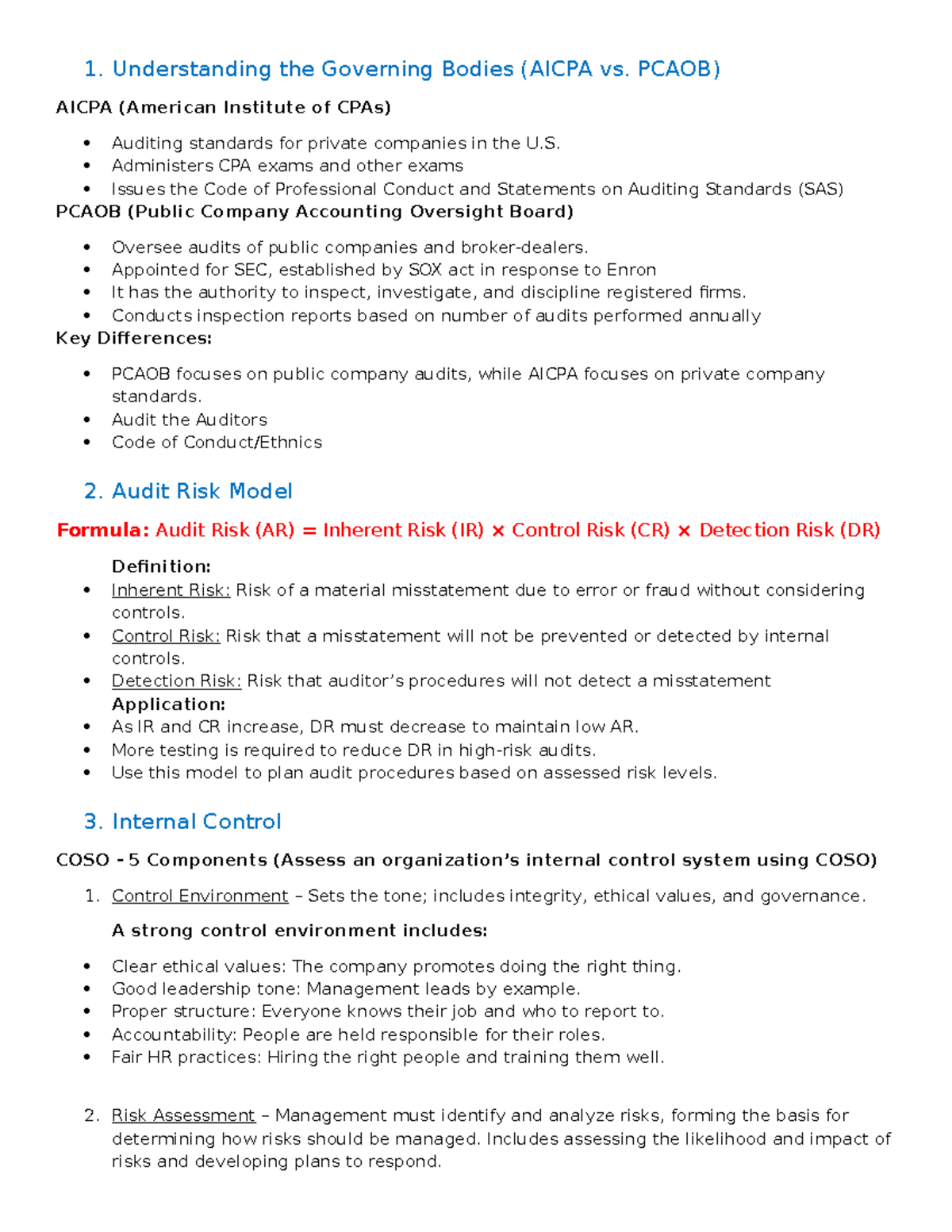 Principles Of Auditing (ACCT 341) - 1. Understanding the Governing ...