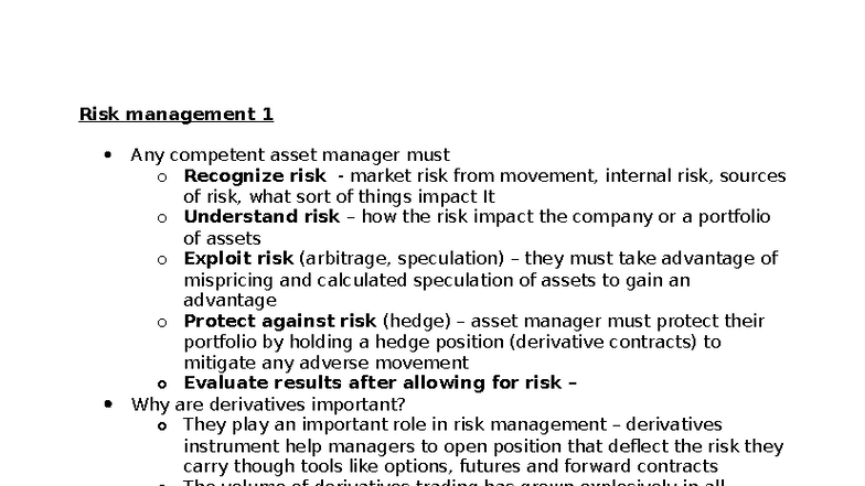 Risk Management: Lecture 1 - Understanding Derivatives and Hedging ...