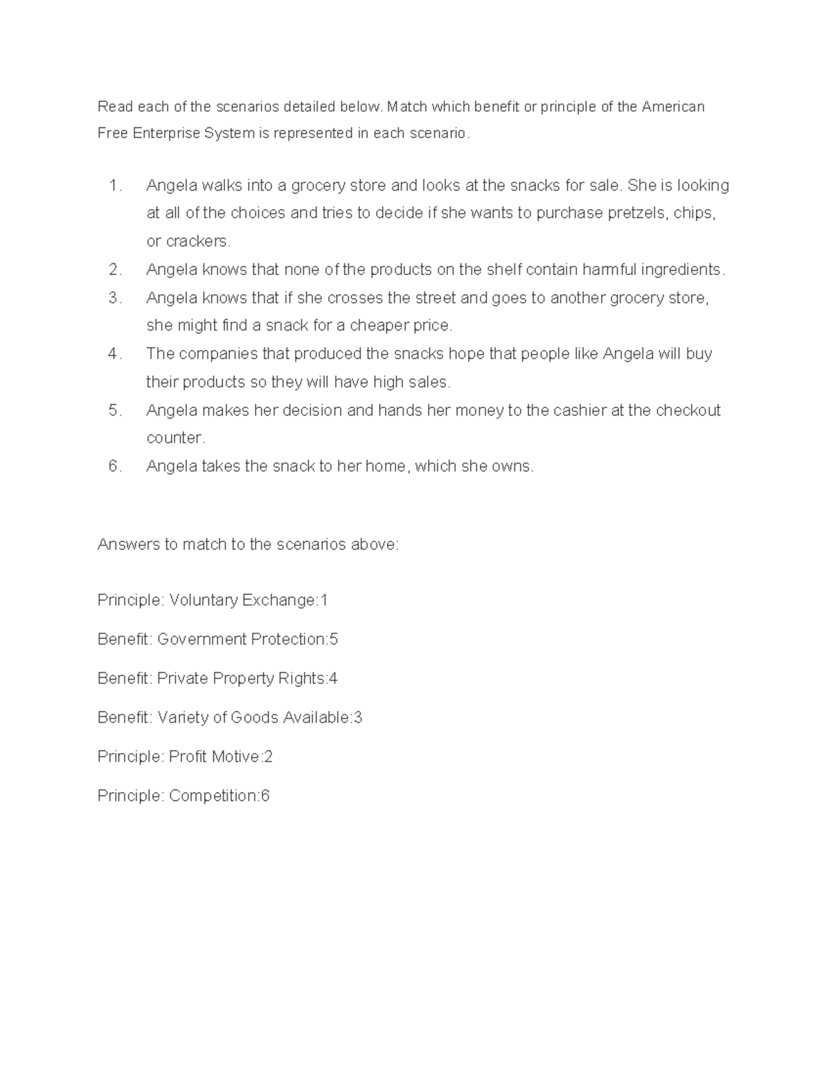 American Free Enterprise System Matching Assignment (AFES 101) - Studocu