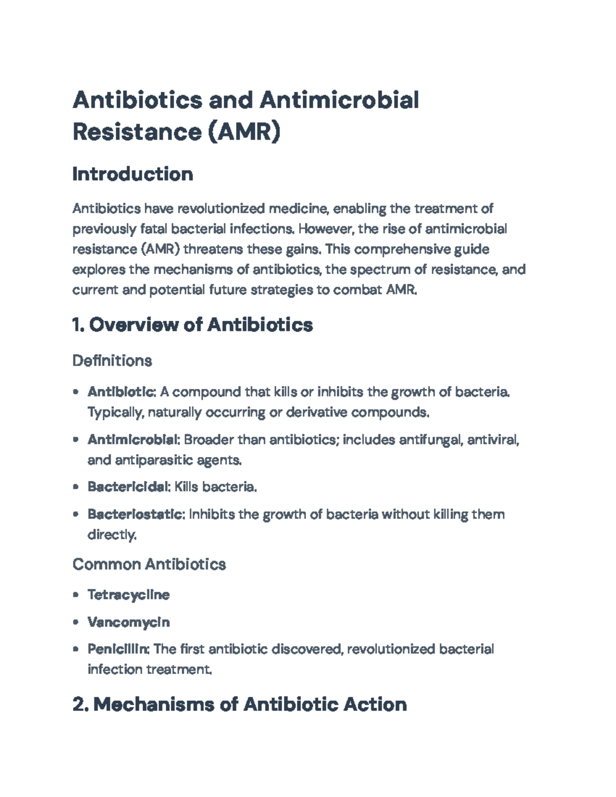 AMR Strategies: Mechanisms & Solutions for Antibiotic Resistance - Studocu