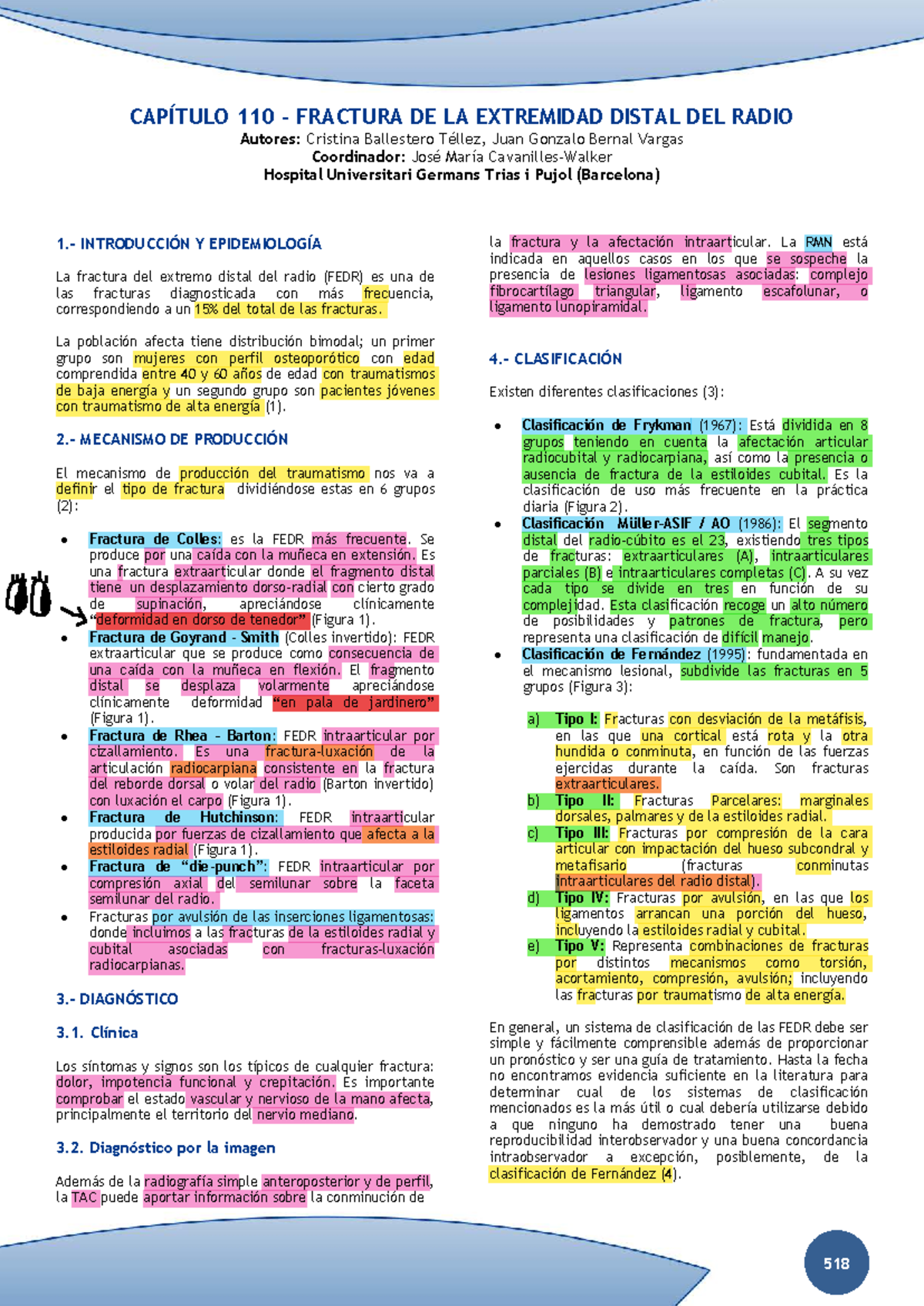 CAPÍTULO 110: FRACTURA DEL EXTREMO DISTAL DEL RADIO - Studocu