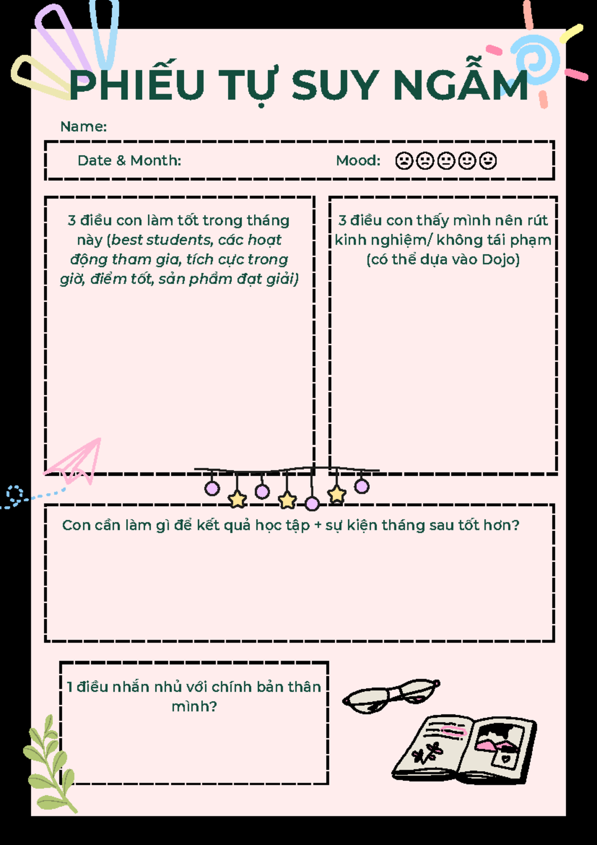 Pink Illustrative Daily Self-Reflection Planner - introduction to ...