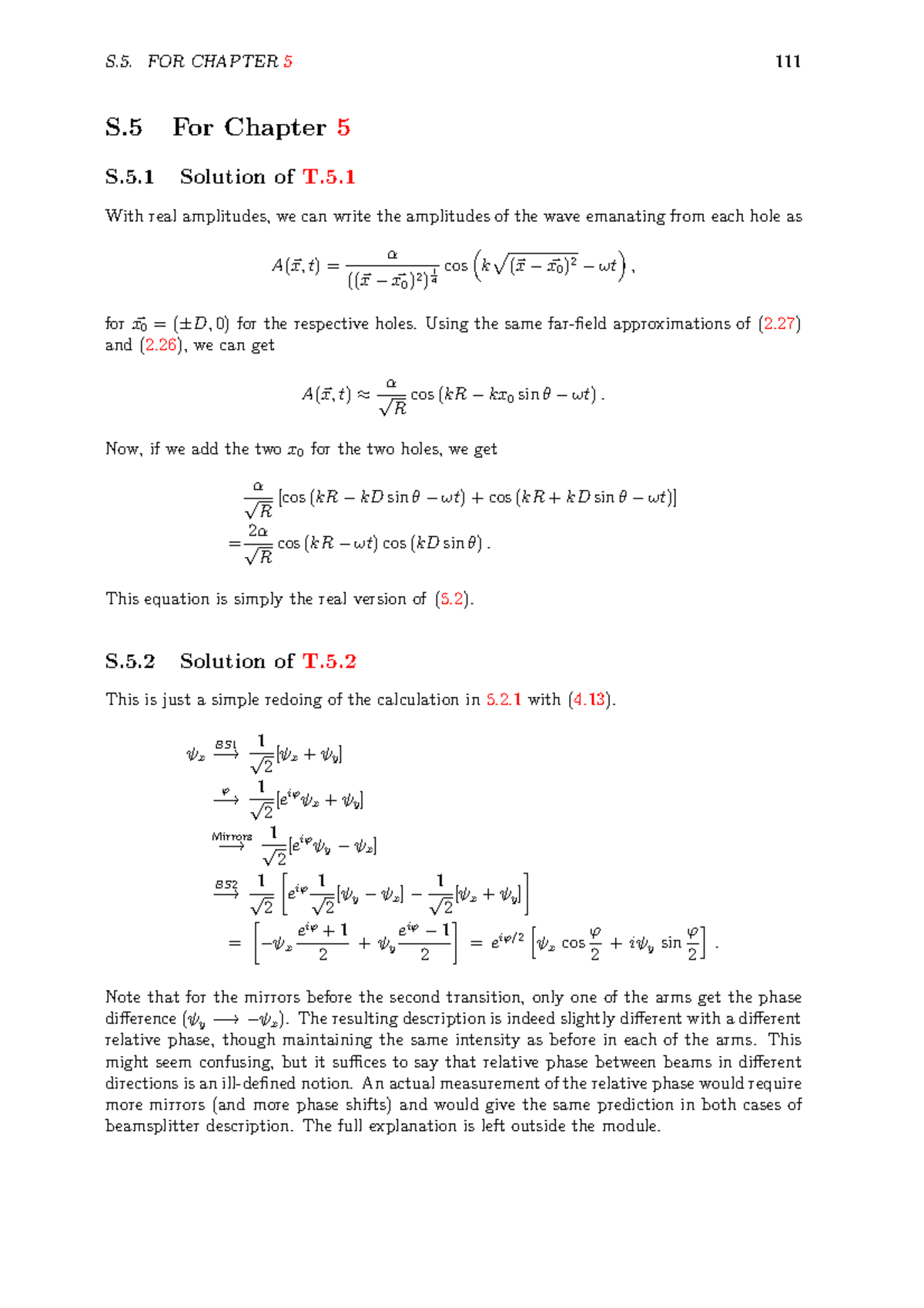 Solutions T5 and T6 - Tutorial Solution - S. FOR CHAPTER 5 111 S For ...
