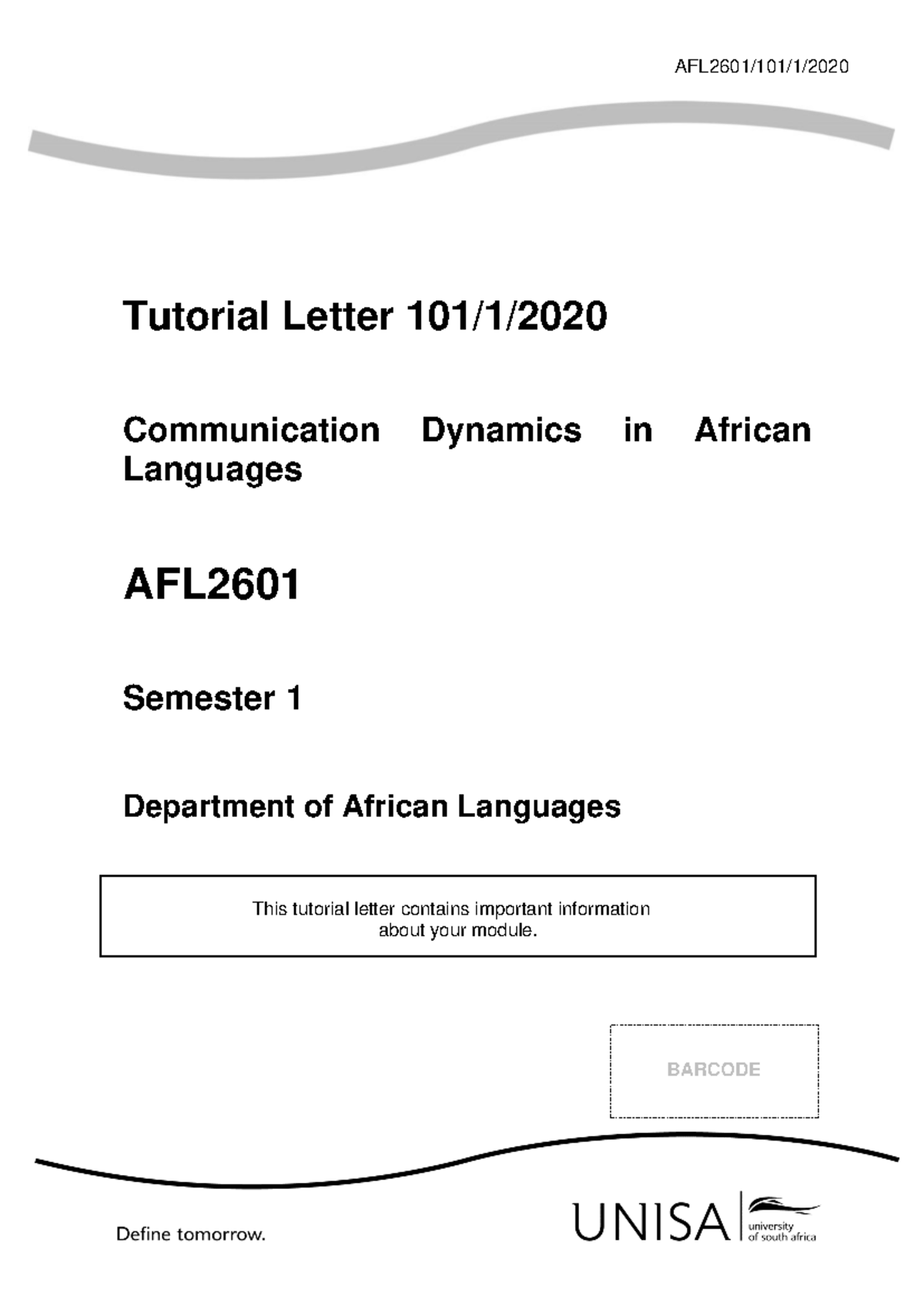 AFL2601 - First Assignment Overview for Communication Dynamics - Studocu