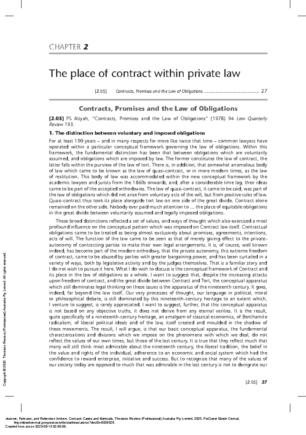 Contract Cases and Materials - ( Chapter 2 The place of contract within ...
