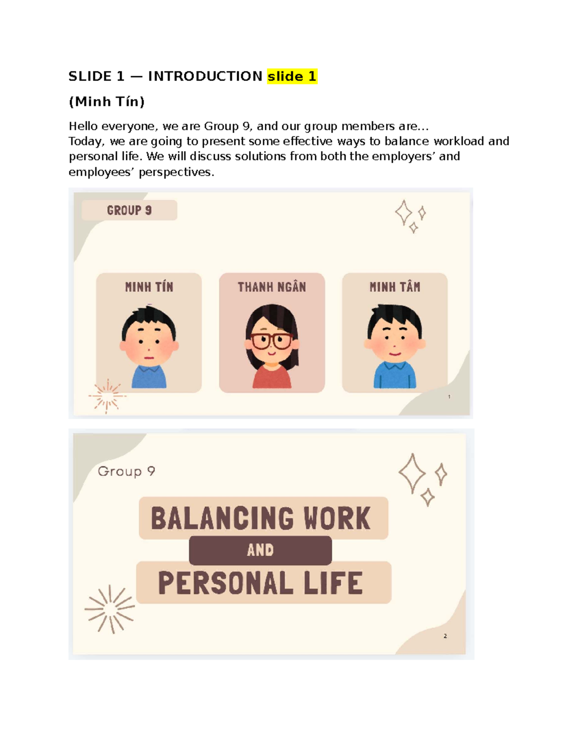 Presentation on Work-Life Balance Solutions - ENM302 - Studocu