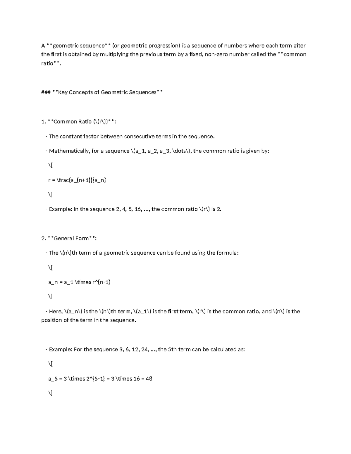 Geometric - A geometric sequence (or geometric progression) is a ...