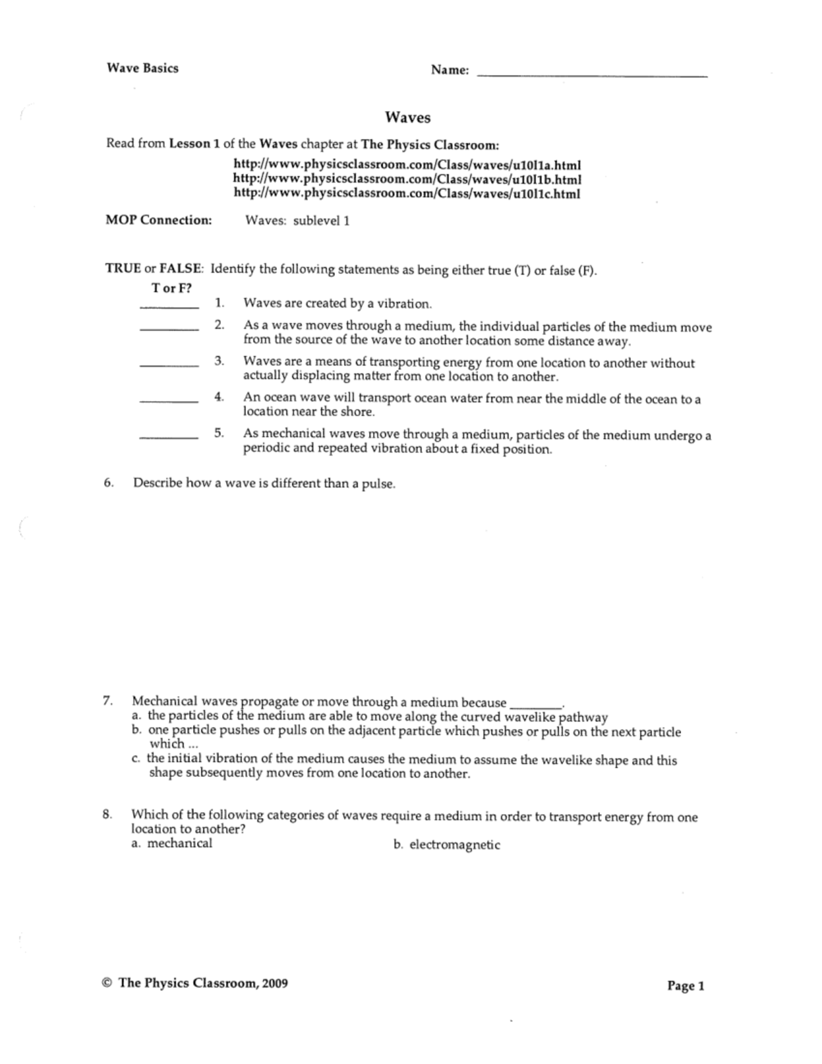Waves & Sound Package: Lesson Notes & Exercises (PSYW) - Studocu