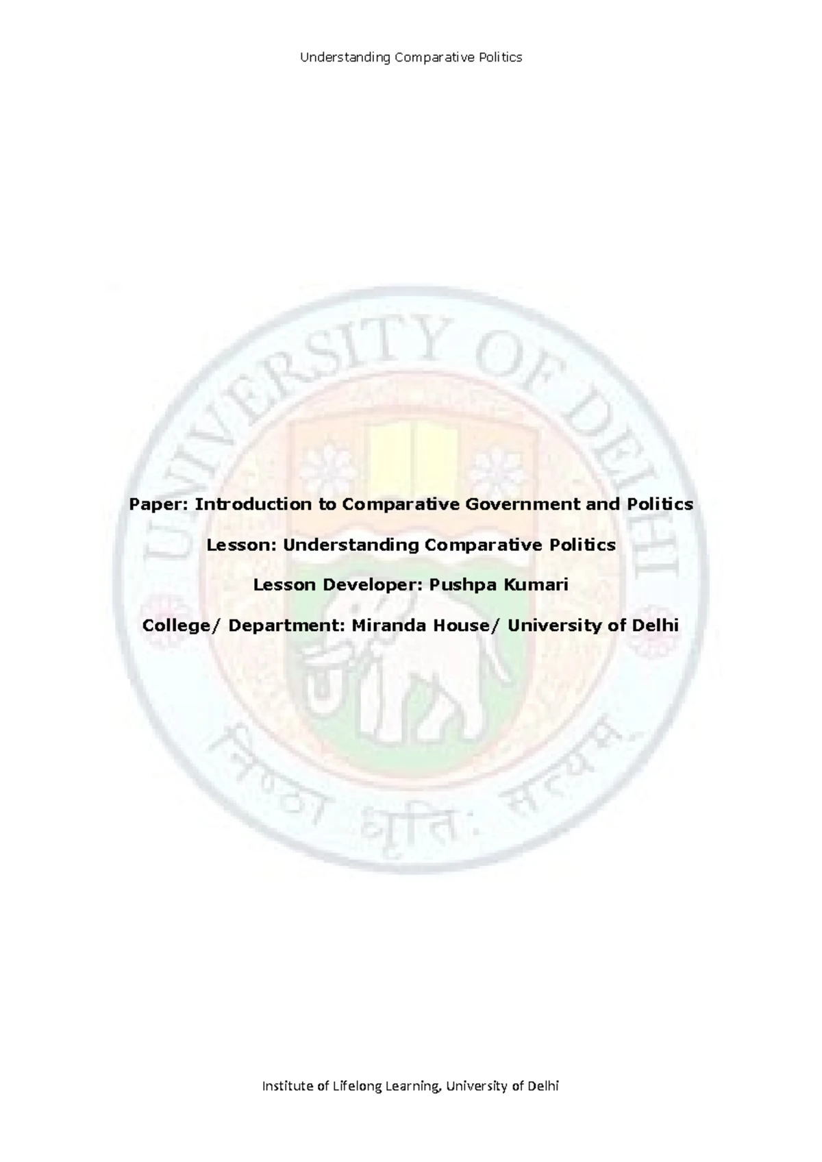 Methods & Approaches in Comparative Political Analysis (POL SCI SEM 2 ...