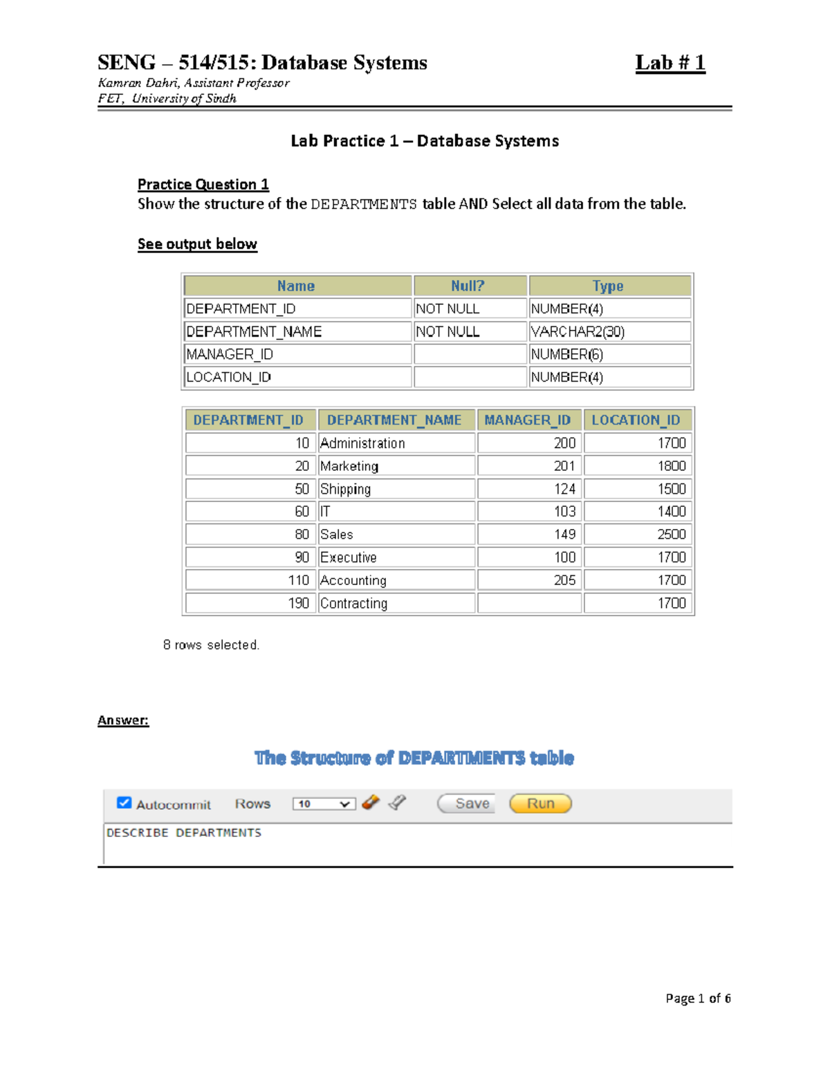 Lab 1 Assignment Task - Database Systems Practice Questions - Studocu