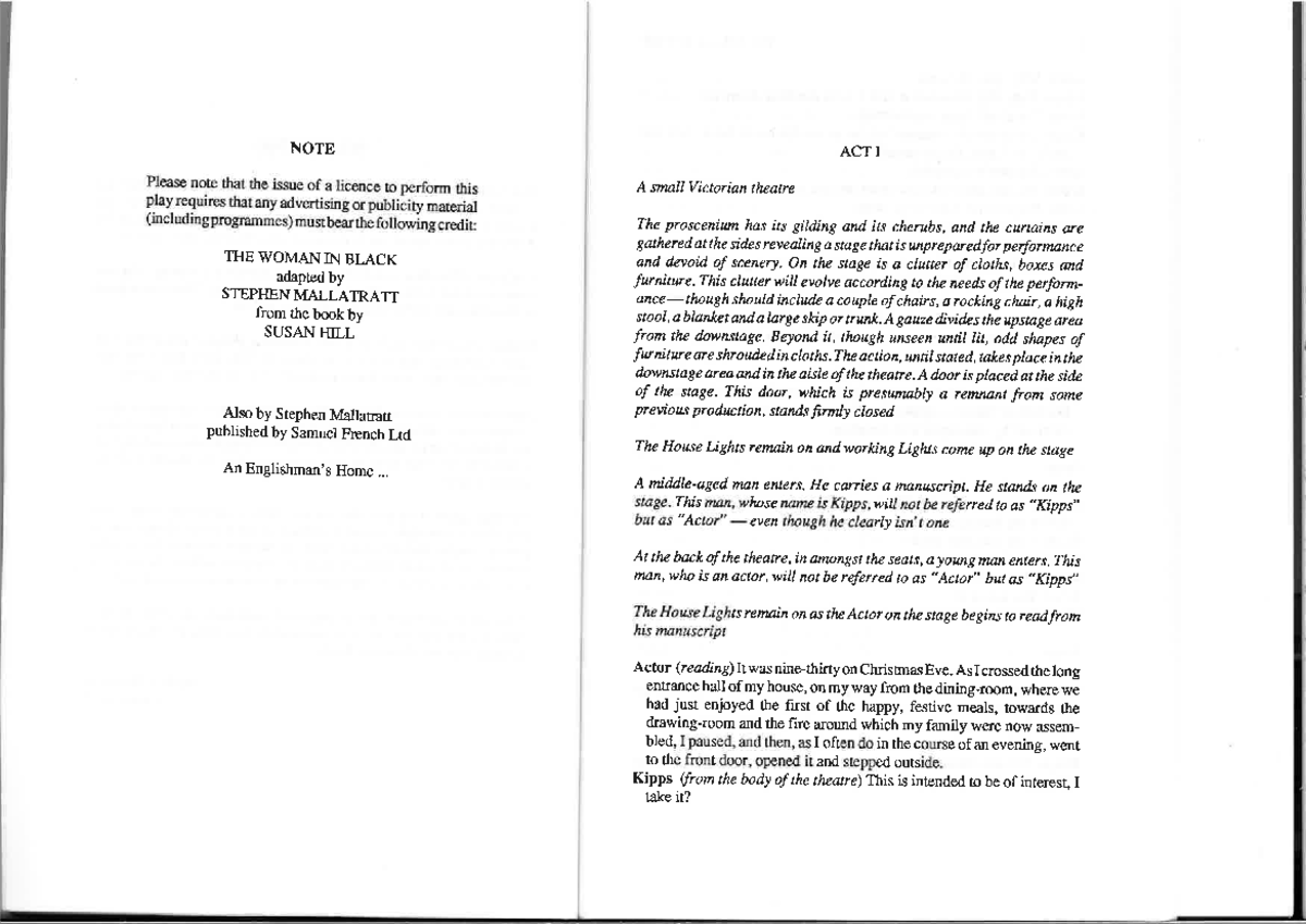 The Woman in Black - Performance Script Analysis and Notes - Studocu