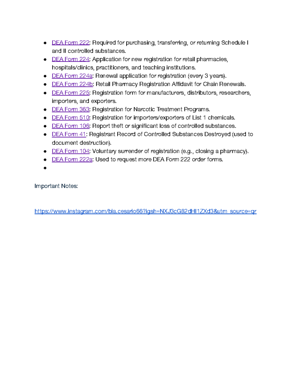 PTCB EXAM Study: DEA Forms for Controlled Substances Management - Studocu