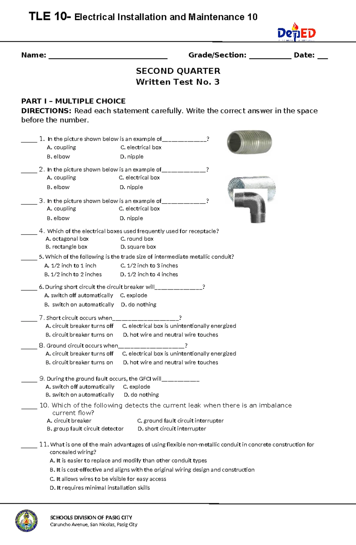 TLE EIM 9 Q1 M9 - TLE - MAINTENANCE Technology and Livelihood Education 9 Electrical ...