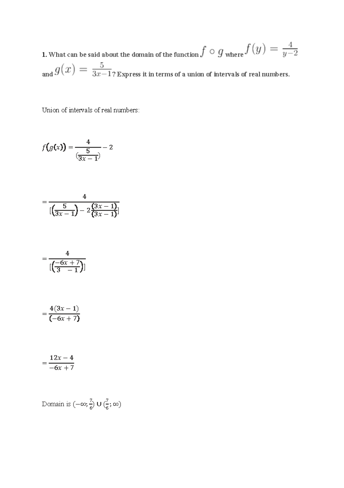 Written Assignment UNIT 4 - MATH 1201 - What can be said about the ...