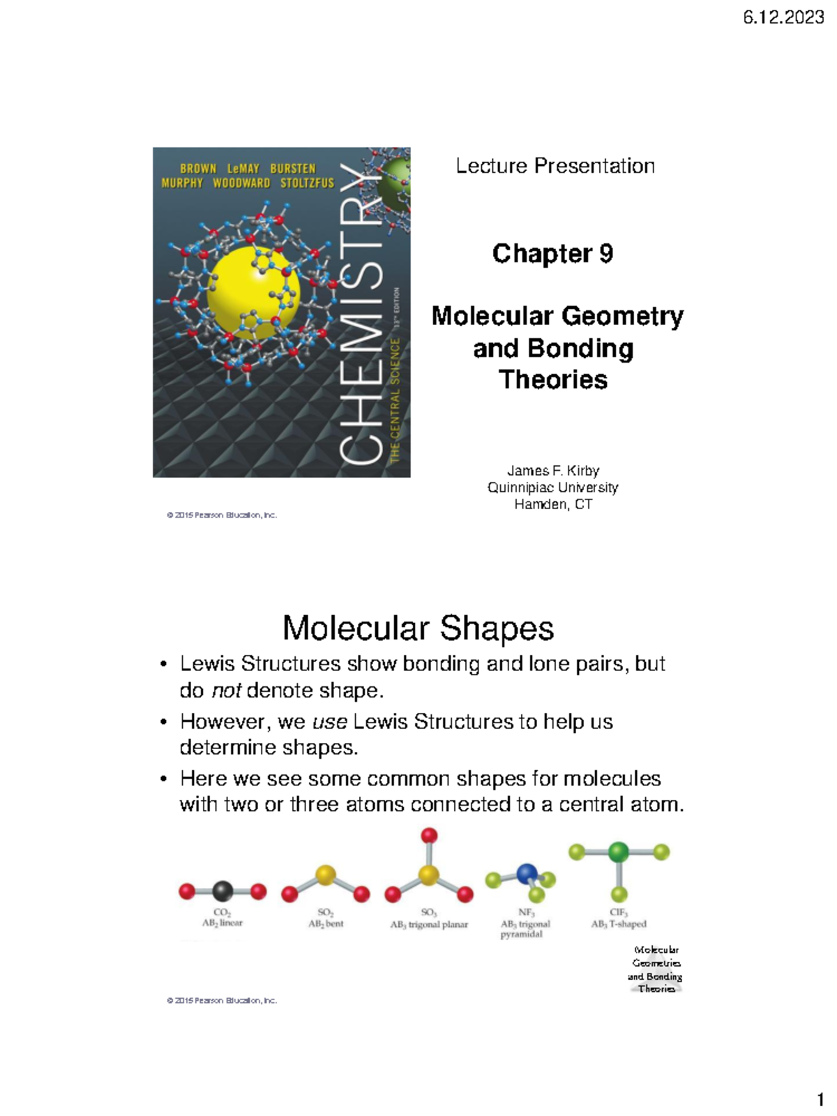 Chapter 9: Molecular Geometry & Bonding Theories - Tro Chemistry Notes ...