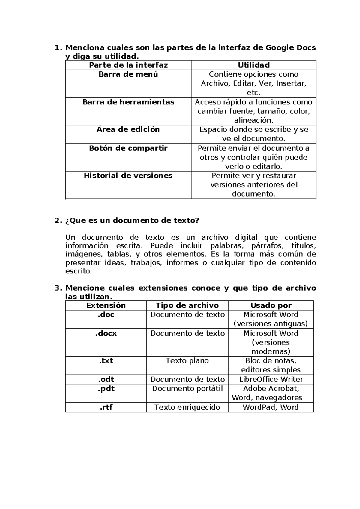 Interfaz y Tipos de Documentos en Google Docs - Procesadores de Textos 3 - Studocu