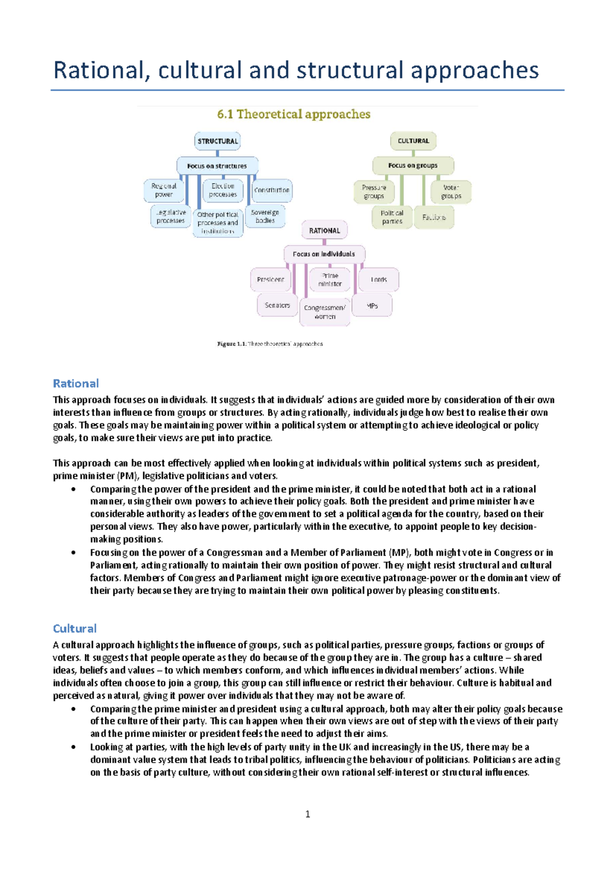 Rational, Cultural, and Structural Approaches in US and UK Political ...