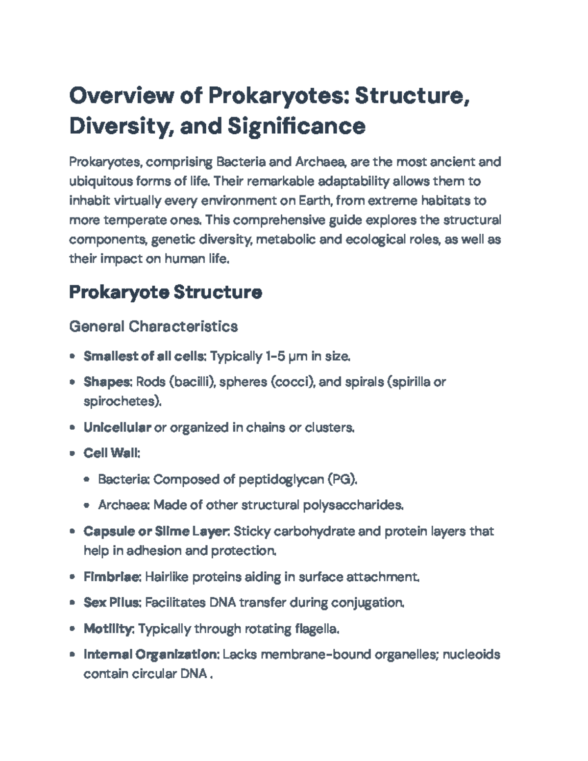BIOL101: Overview of Prokaryotes - Structure, Diversity, and Impact ...