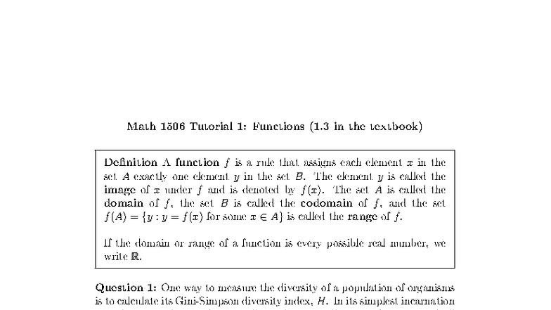 Math 1506 Tutorial 1: Exploring Functions and Growth Rates - Studocu