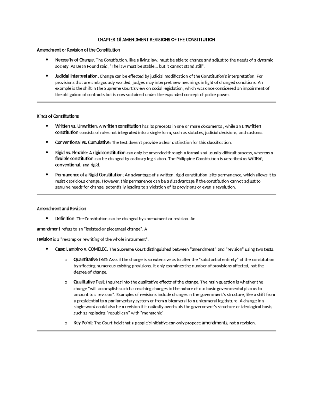 CHAPTER 18 - AMENDMENT & REVISION OF THE CONSTITUTION - Studocu