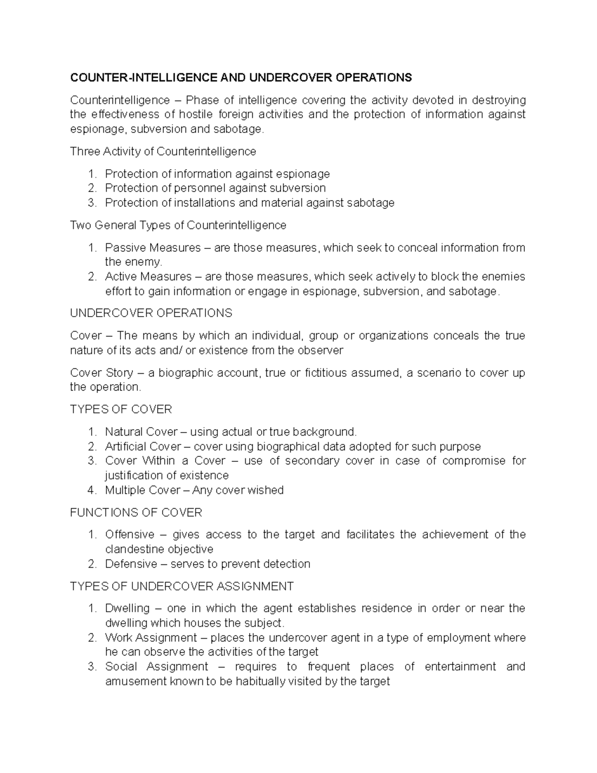 Lesson 7: Counterintelligence & Undercover Ops - Overview and Types ...